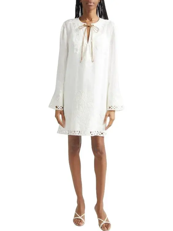 Zimmermann Indra Embroidered Tunic Dress - Ivory