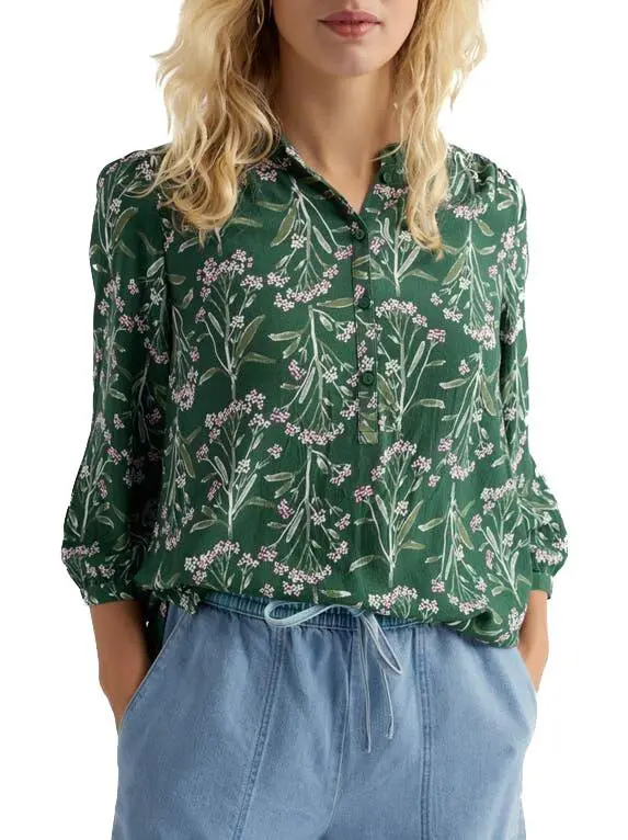 SEASALT CORNWALL Floral Print Popover Top - Yarrow Study Treetop