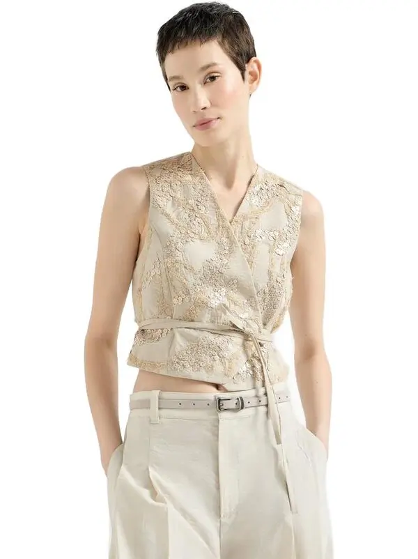 Brunello Cucinelli Embroidered Vest - Beige
