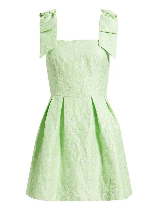 Lilly Pulitzer® Bow Shoulder Pleated Skirt Dress - Pistachio Macaron Floral