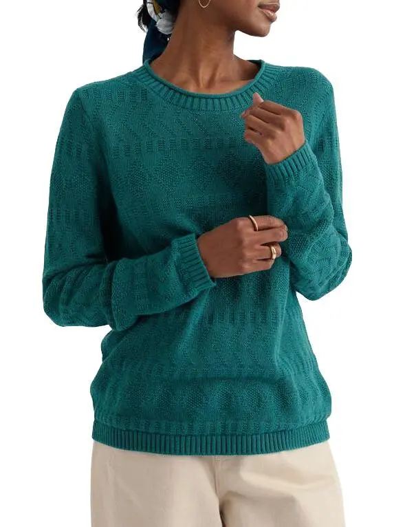 SEASALT CORNWALL Kinter Organic Cotton Crewneck Sweater - Knit Melange Deep Dive