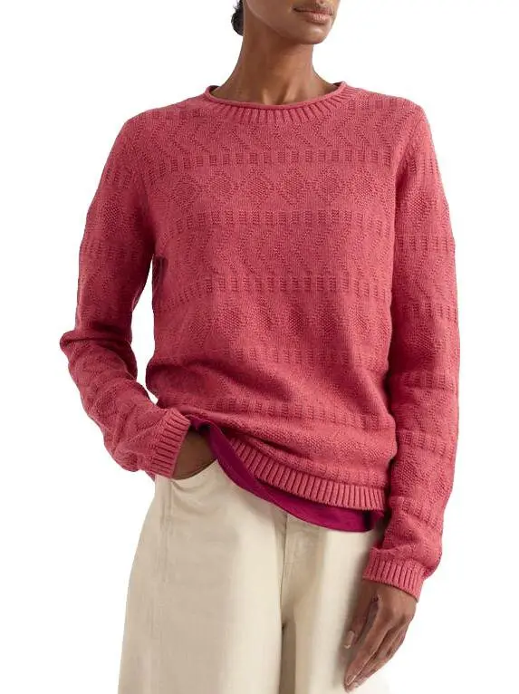SEASALT CORNWALL Organic Cotton Crewneck Sweater - Knit Melange Echinacea