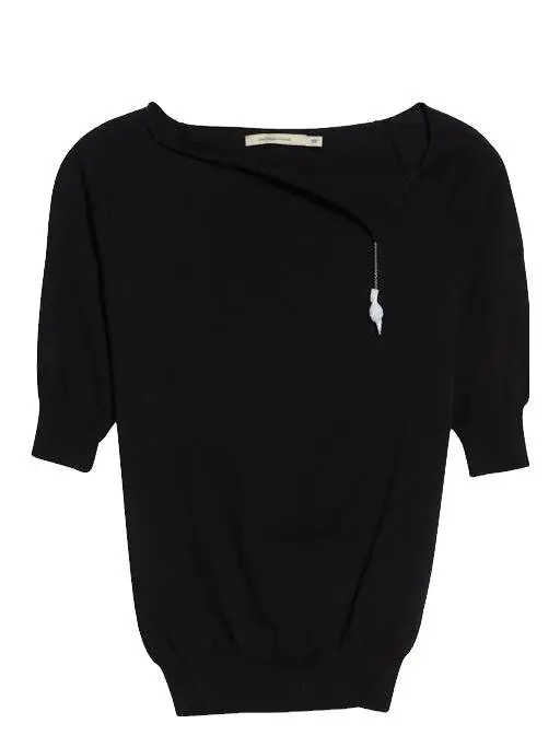 Paloma Wool Cain Crystal Tassel Cotton Sweater - Black
