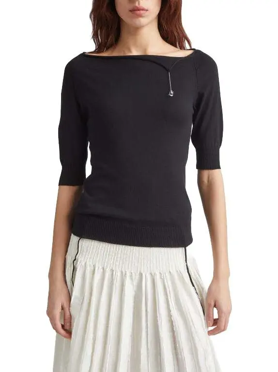 Paloma Wool Cain Crystal Tassel Cotton Sweater - Black