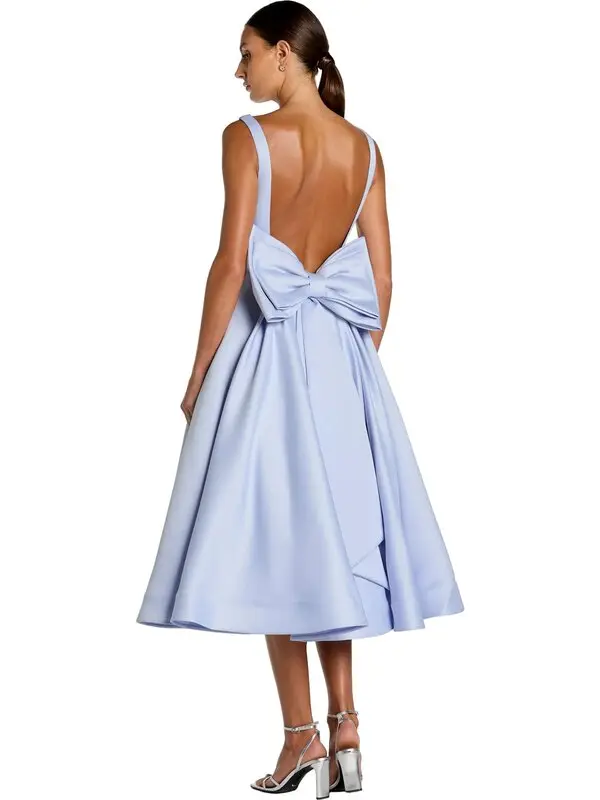 Mac Duggal Sleeveless A-line Midi Dress With Bow Detail - Periwinkle