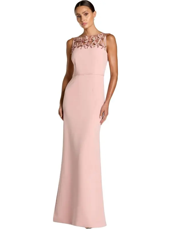 Mac Duggal Sleeveless Crepe Gown With Bow Embellishments - Pink