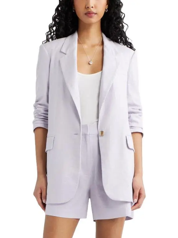 OPEN EDIT Linen Blend Single-breasted Blazer - Purple Evening
