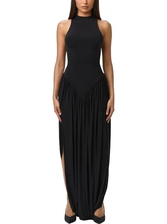 Naked Wardrobe Sleeveless Mock Neck Maxi Dress - Black