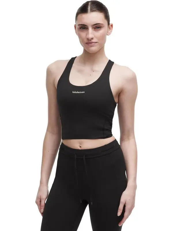Lululemon Fast And Free Drop-in Pocket Tank Top - Black/light Ivory
