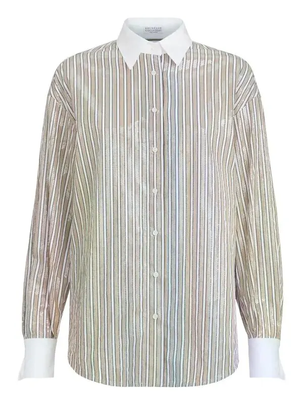 Brunello Cucinelli Striped Cotton Shirt - Neutrals