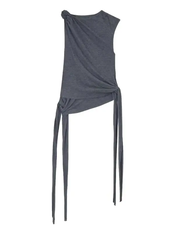 GANNI Sleeveless Top With Knot And Tie Details - Grey