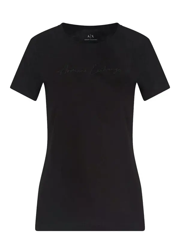 Armani Exchange Logo-embroidered T-shirt - Black