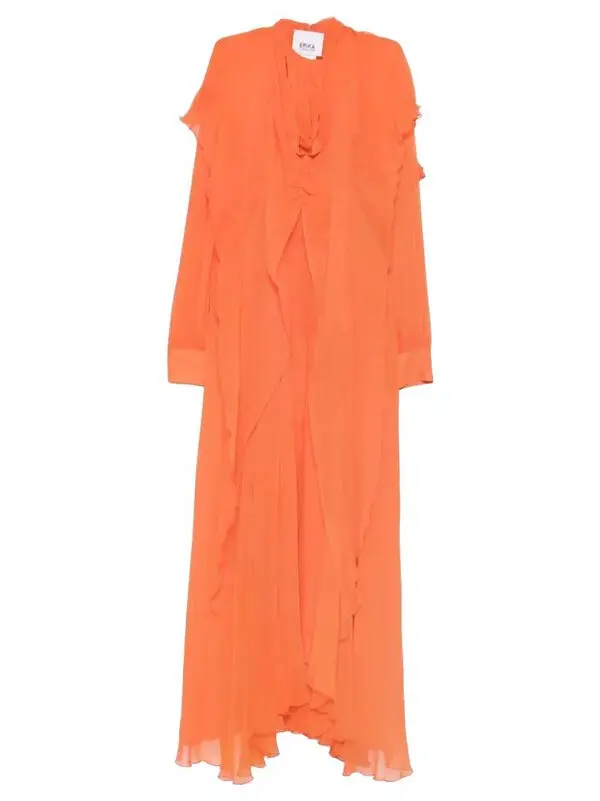 Erika Cavallini Ruffled Ruched Dress - Orange