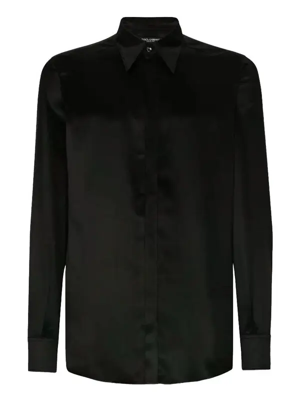 Dolce & Gabbana Silk Satin Martini-fit Shirt - Black