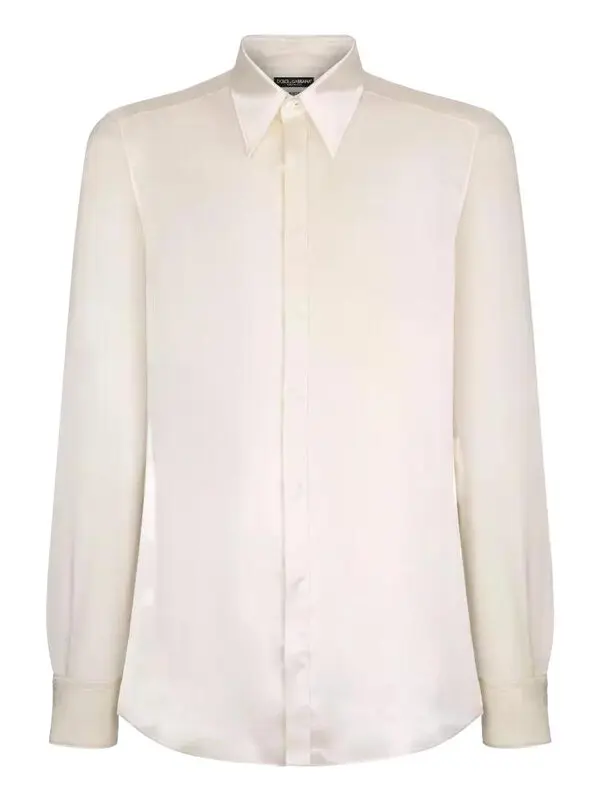 Dolce & Gabbana Silk Satin Martini-fit Shirt - White