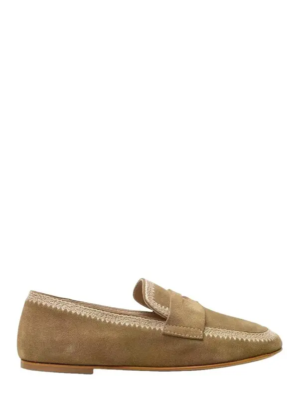 CHUCKIES Whipstitch-trim Suede Loafers - Neutrals