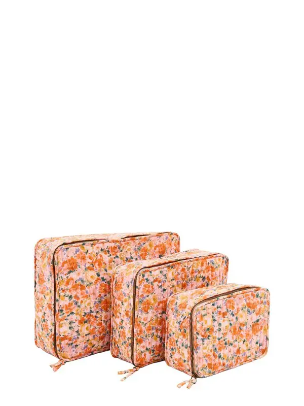 Ulla Johnson Floral Packing Cubes Set Of Three - Begonia