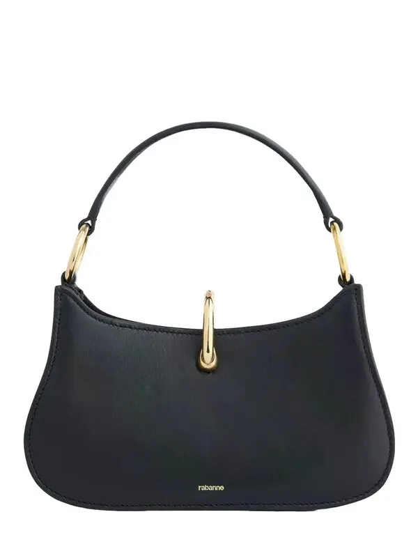Rabanne Ring-lock Leather Shoulder Bag - Black