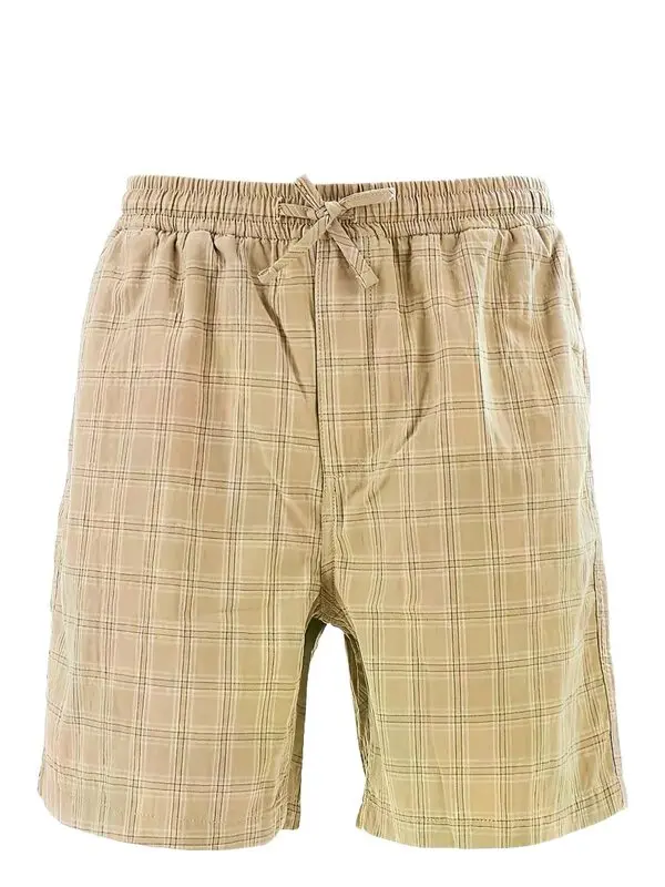 FORET Check-pattern Drawstring Shorts - Neutrals