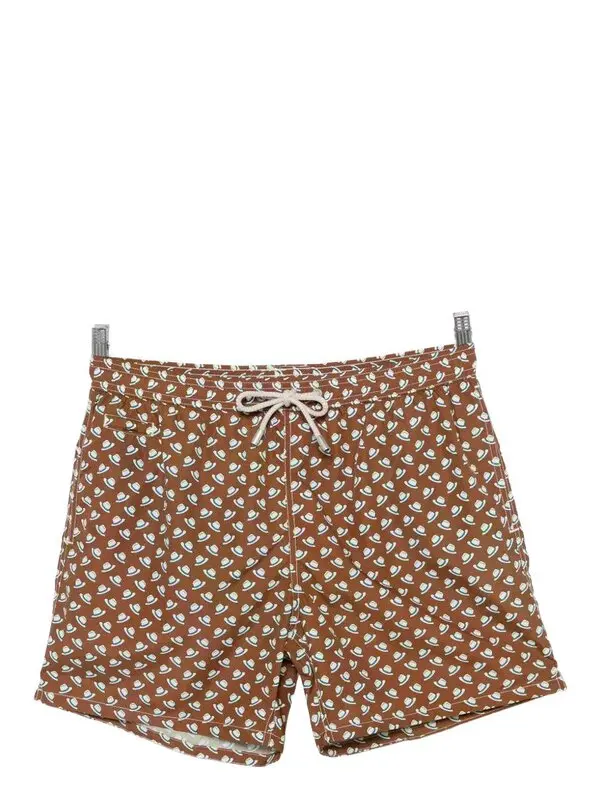 MC2 SAINT BARTH Hat-print Swim Shorts - Brown