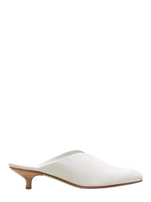 Vicini Square-toe Kitten-heel Mules - White