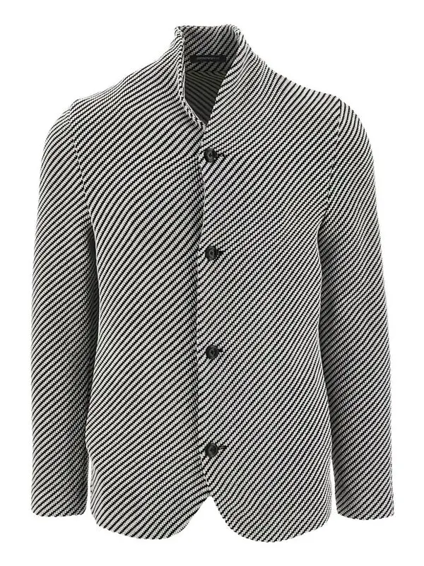 Emporio Armani Diagonal-stripe Textured Jacket - White