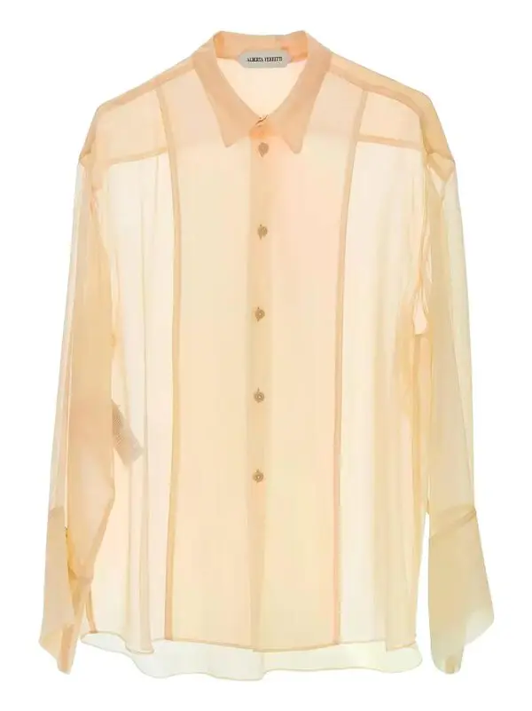 Alberta Ferretti Silk Sheer Blouse - Neutrals