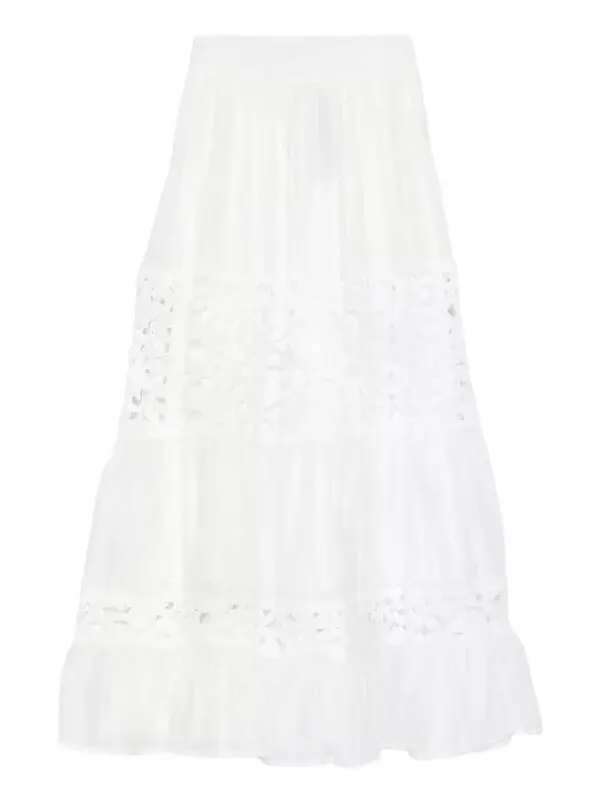 CENERE GB Crochet-trim Tiered Skirt - White