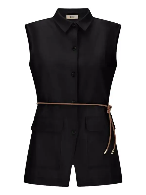 Herno Flap Pockets Belted Vest - Black