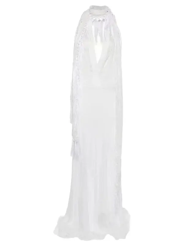 Blumarine V-neck Maxi Dress - White