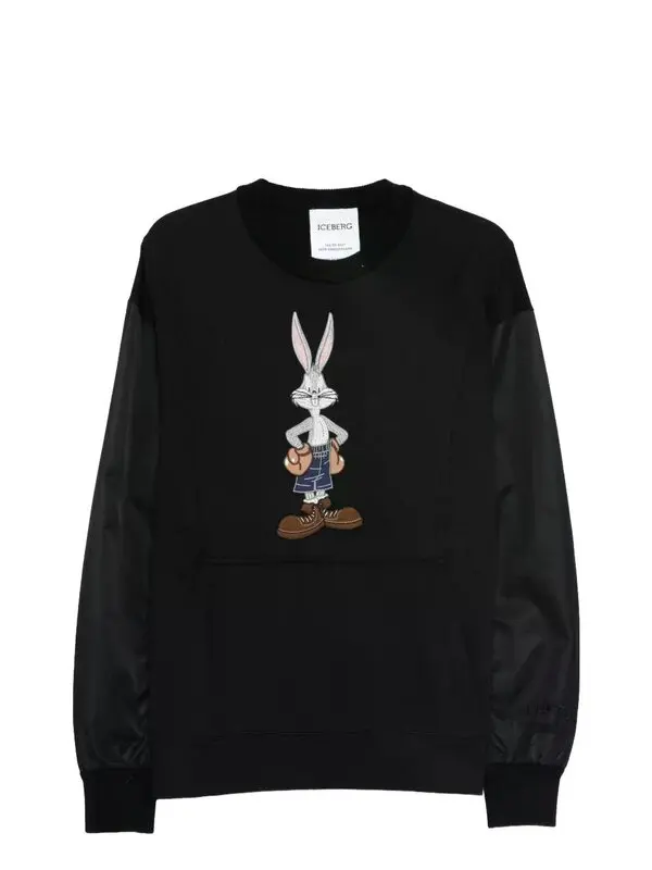 Iceberg Cartoon Embroidery Sweatshirt - Black