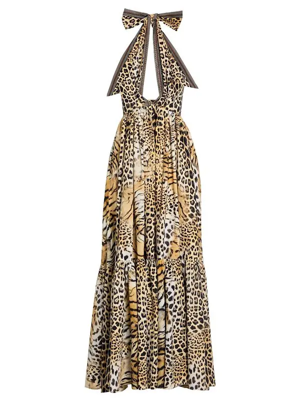 Camilla Crystal-embellished Leopard-print Maxi Dress - Cream