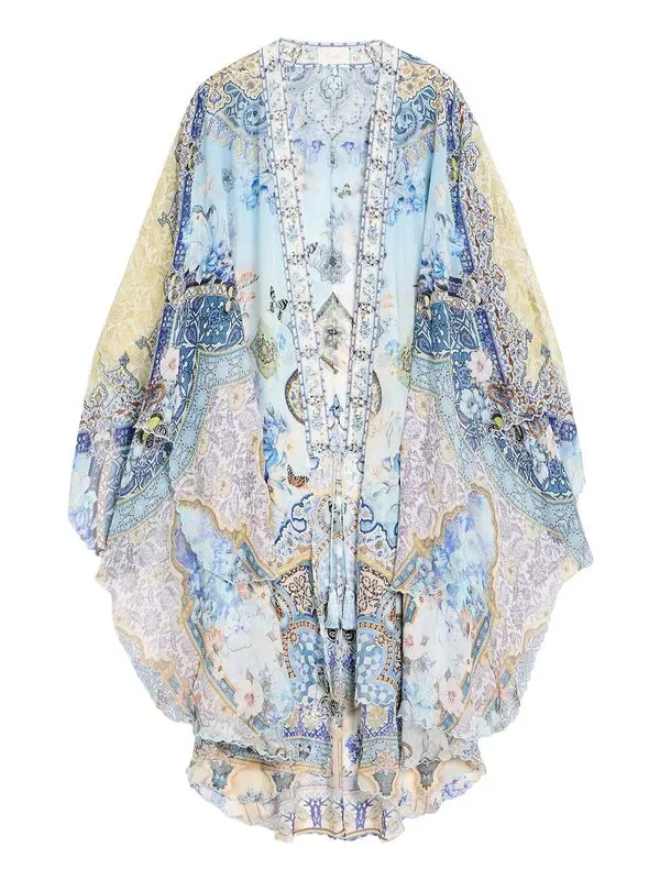 Camilla Crystal-embellished Printed Silk-chiffon Jacket - Light Blue