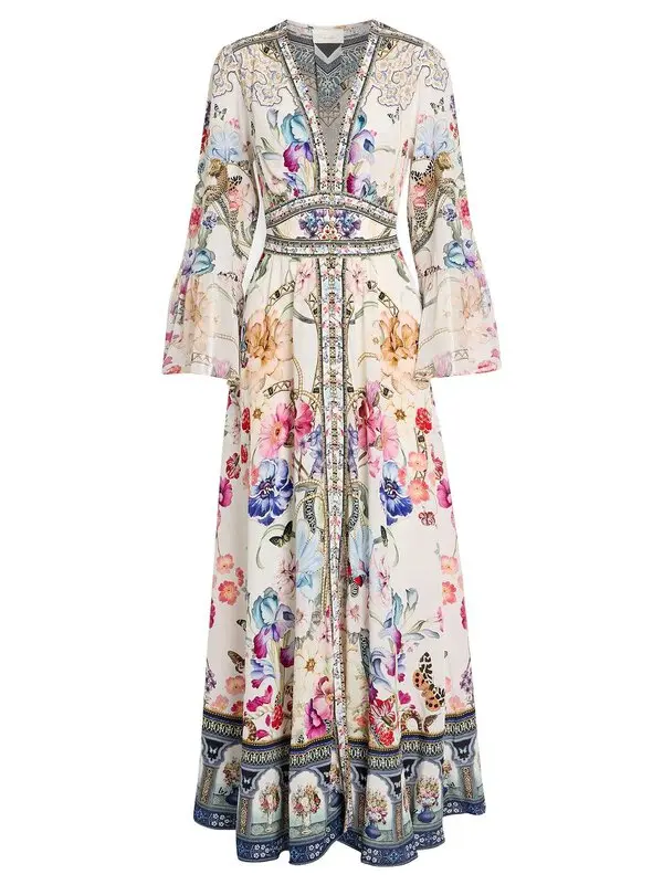 Camilla Crystal-embellished Printed Silk Maxi Dress - Blush