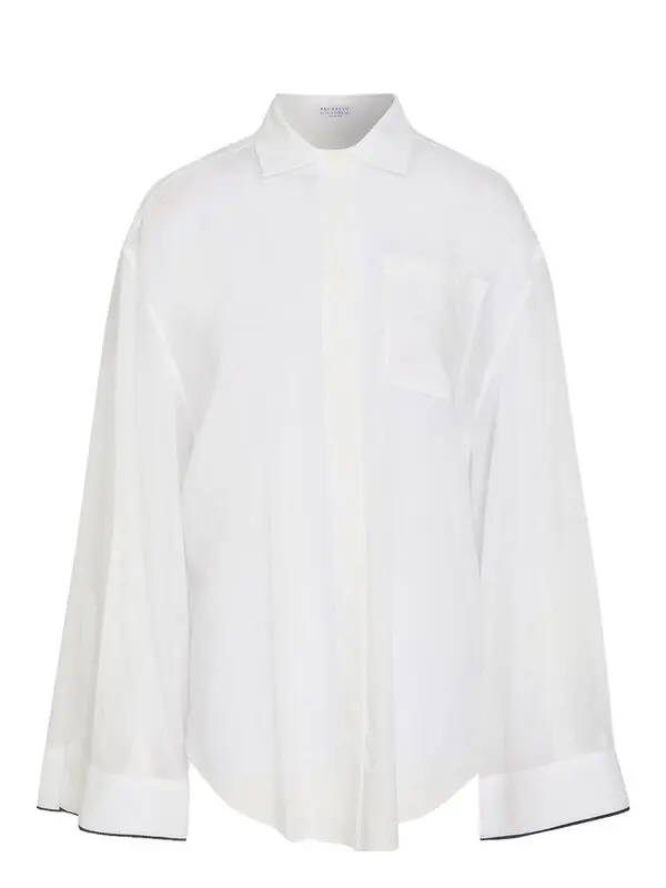 Brunello Cucinelli Cotton Shirt With Bead Embellishment - White