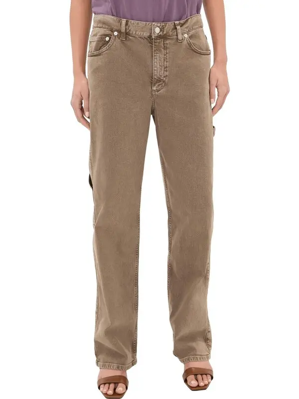 Tibi Garment Wash Stretch Twill Slouchy Carpenter Jeans - Brown