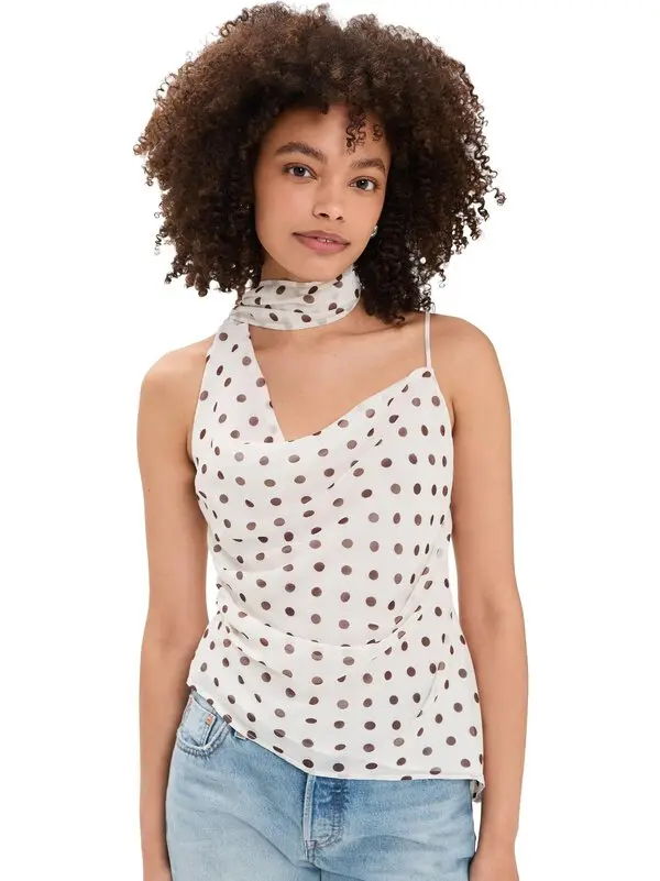Astr The Label Adrie Polka-dot Top - Cream Polka Dot