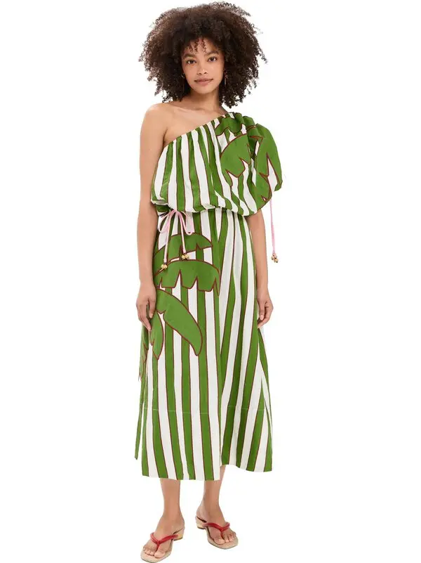 Farm Rio Shoulder Midi Dress - Off-white
