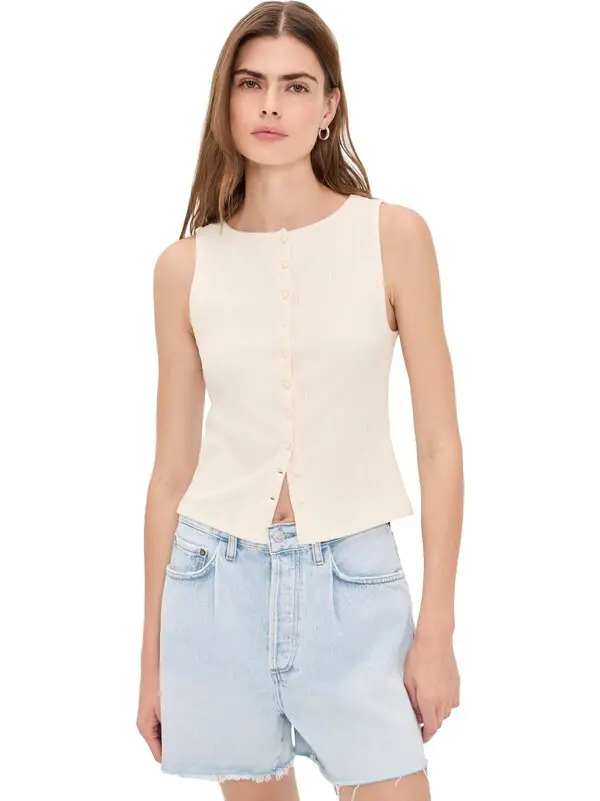 Madewell Ribbed Button-up Tank - Ivory