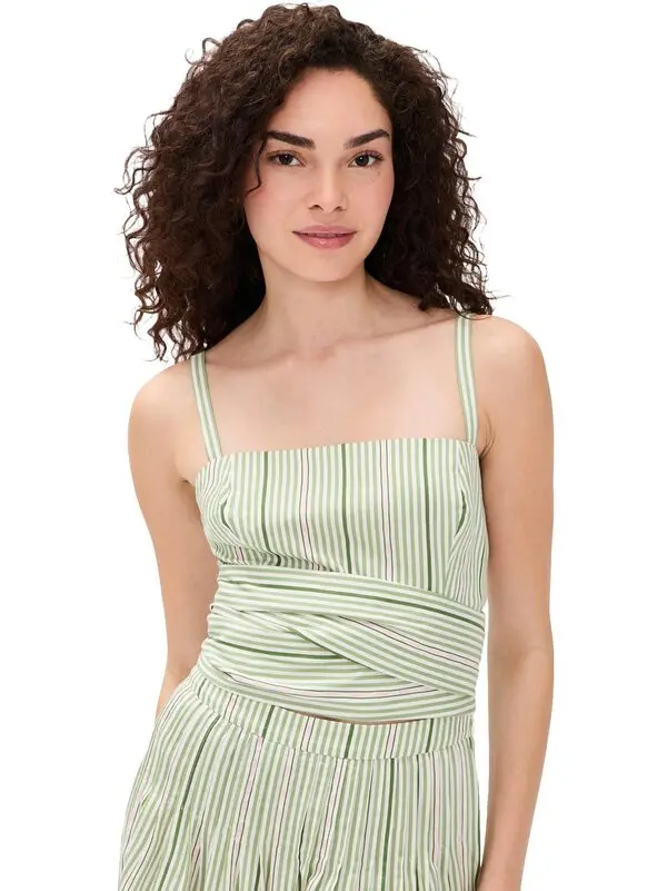 Hill House Home The Miranda Top - Green Jacquard Stripe
