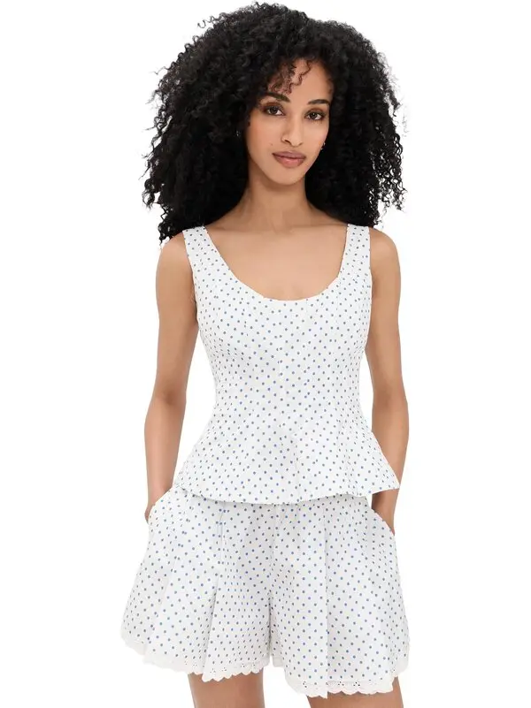 Caroline Constas Brielle Sleeveless Top - White Periwinkle