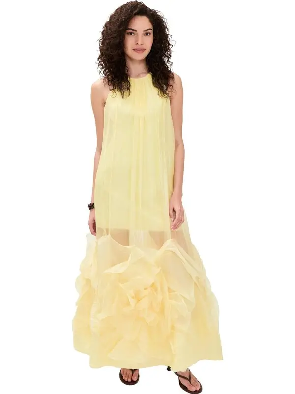 Aje Ecliptica Gown - Pastel Yellow