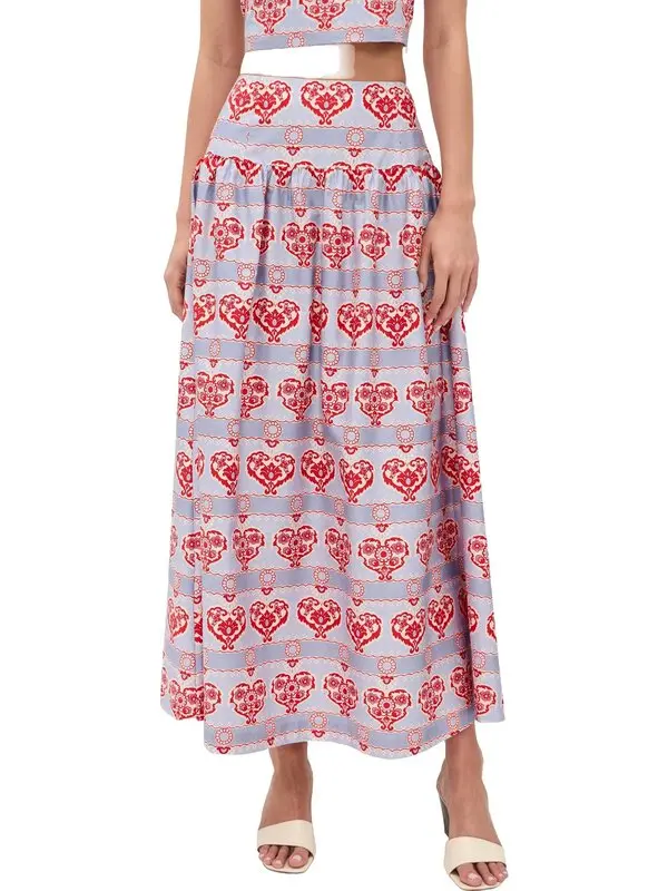Hill House Home The Kate Midi Skirt - Poppy Damask Stripe