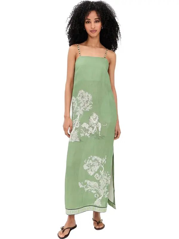 Las Surenas Botanical Maxi Dress - Green