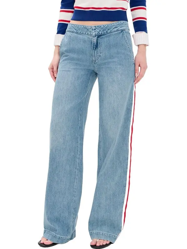 Alice + Olivia Xander Low Rise Jeans - Edie Wash/off White/chili Pepper
