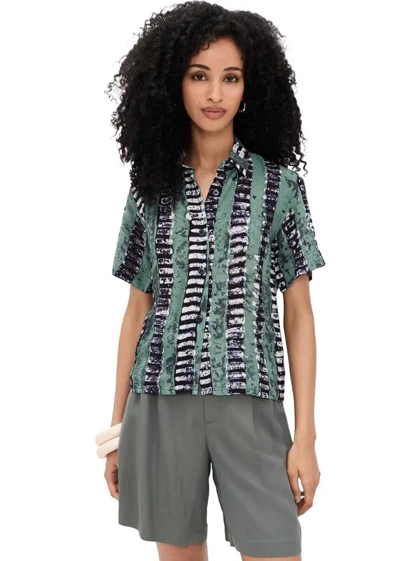 BUSAYO Ewatola Striped Top - Green/blue/white