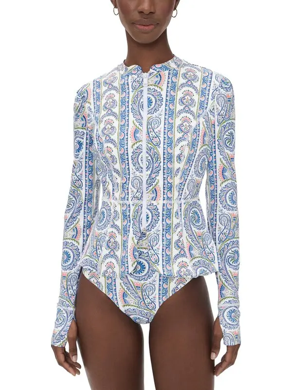 Hill House Home The Alexia Rashguard Top - Corsica Paisley Blue