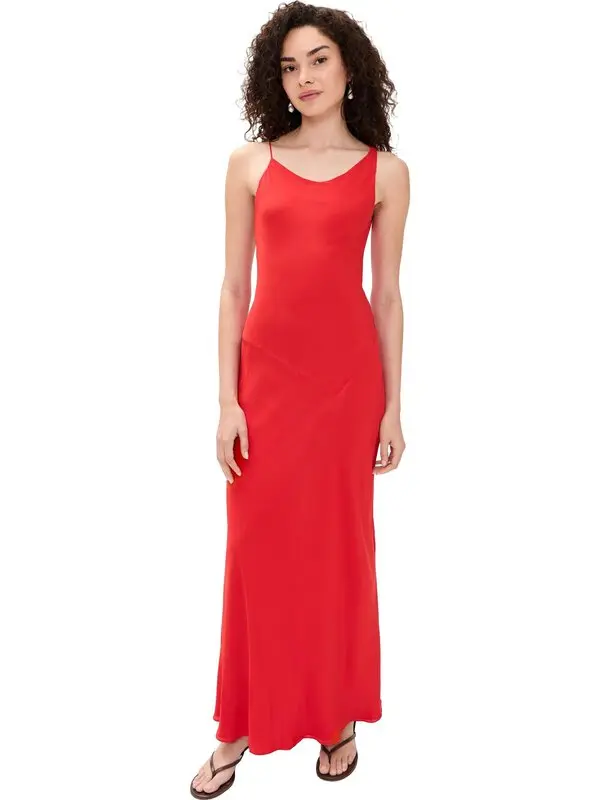 Staud Toluca Silk Dress - Red Rose