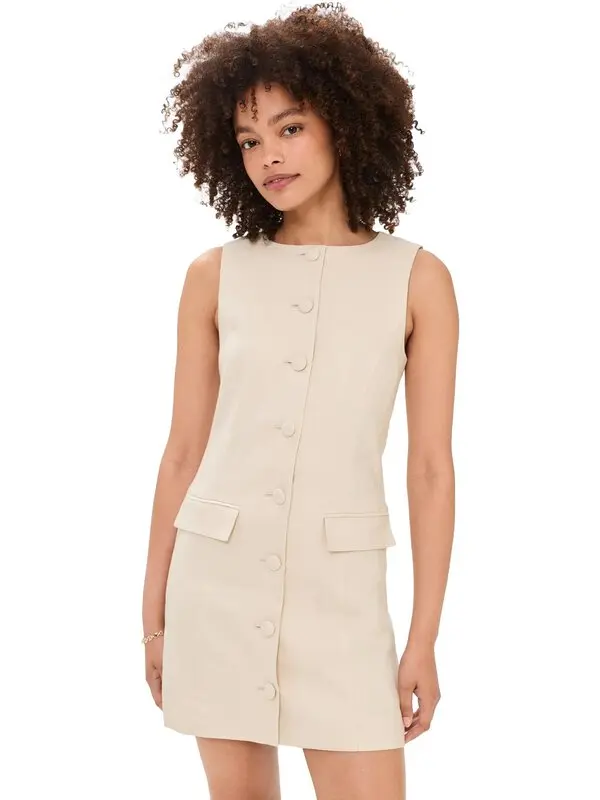 FAVORITE DAUGHTER The Cece Linen Mini Dress - Light Khaki