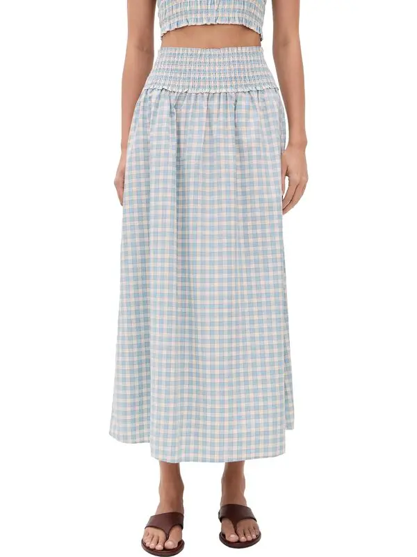 Hill House Home Gingham Delphine Skirt - Blue/red Gingham